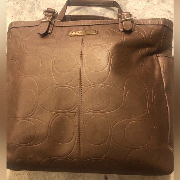 Coach | Bags | Coach Genuine Leatherhandbag Chocolatesize 4x14 X 4 ...